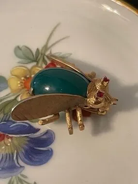 Les Bernard | Jewelry | Vintage Les Bernard Gold Tone Green Jelly Belly ...